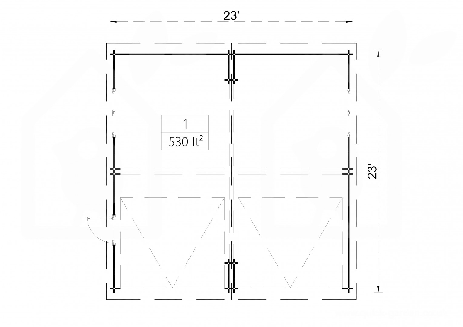 Timber Garage Double 23x23 1.7'' 388ft² DOUBLE US FOR SALE